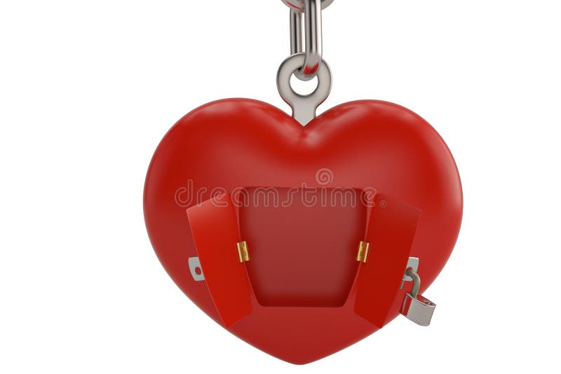 Creative Concept Chain with Open Red Heart on White Background.3D ...