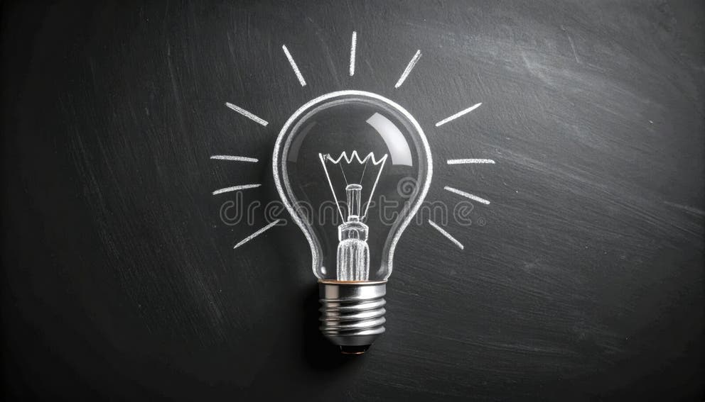 Creative Concept of a Chalk Drawn Light Bulb on a Blackboard ...