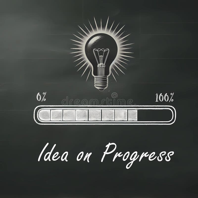 Idea on Progress, a Progress Bar and Light Bulb Drawn on Chalkboard ...