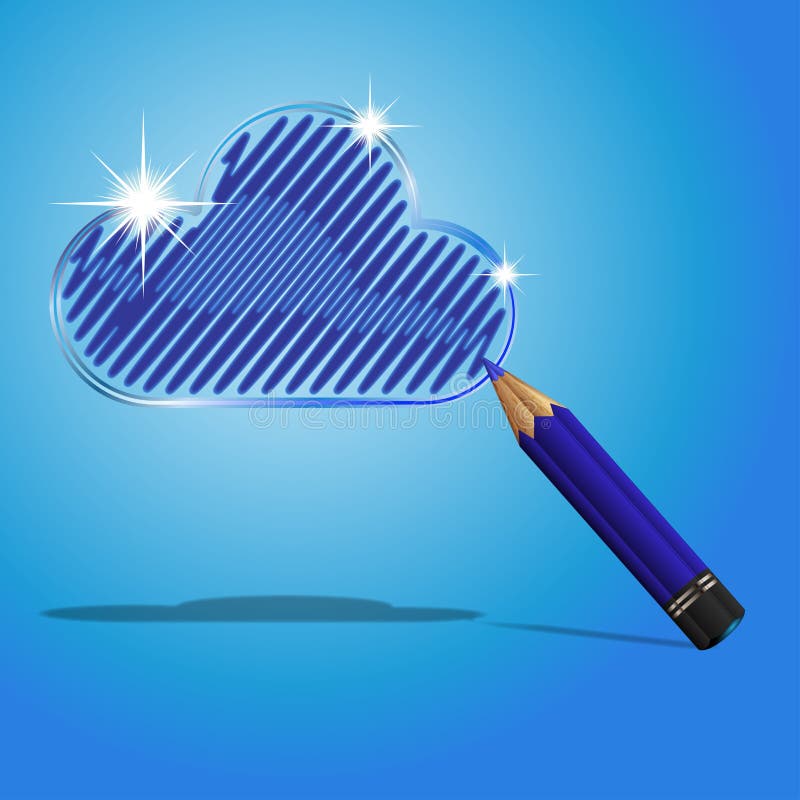 Cloud concept with pencil stock vector. Illustration of paper - 41257222