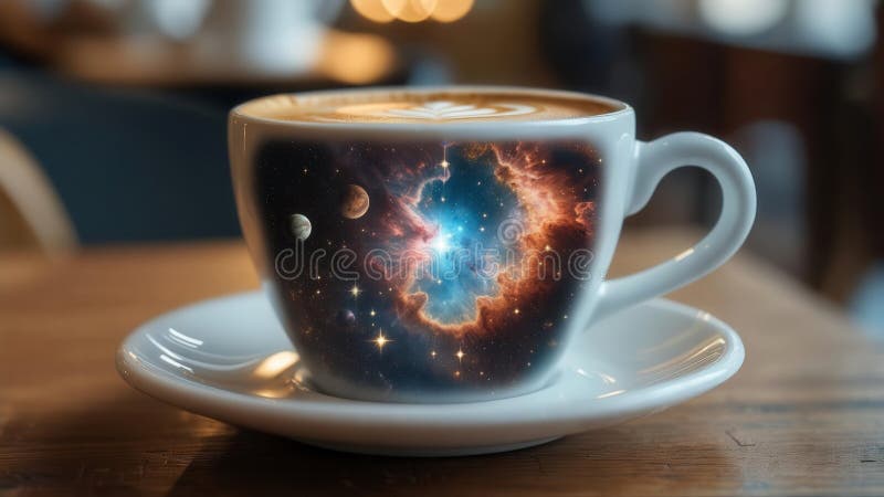 Creative Concept of a Coffee Cup with a Galaxy and Nebula Design Inside ...