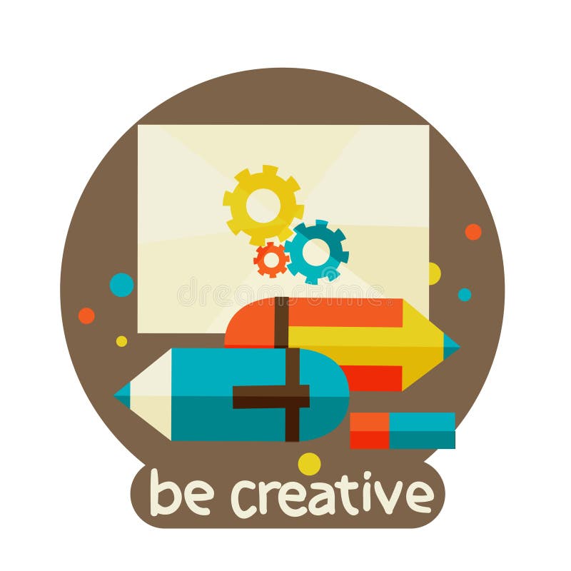 Creative Concept with Colorful Pencil Modern Design Template. Be ...