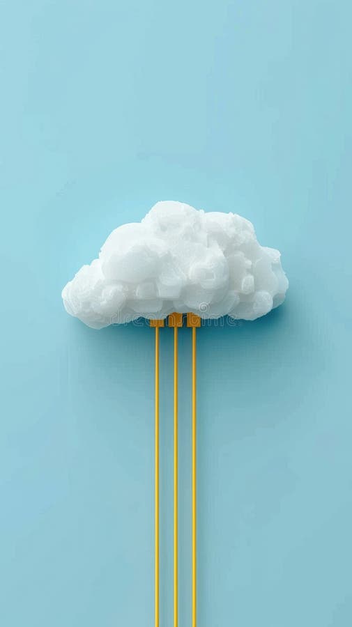 Creative Concept of a Cotton Cloud with Spaghetti Rain on a Blue ...