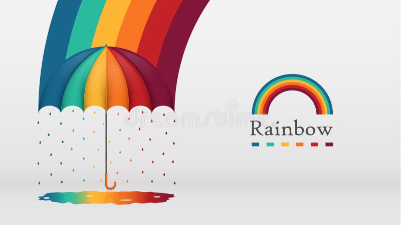 Creative Concept Design with Umbrella and Rainbow, Vector Illustration ...