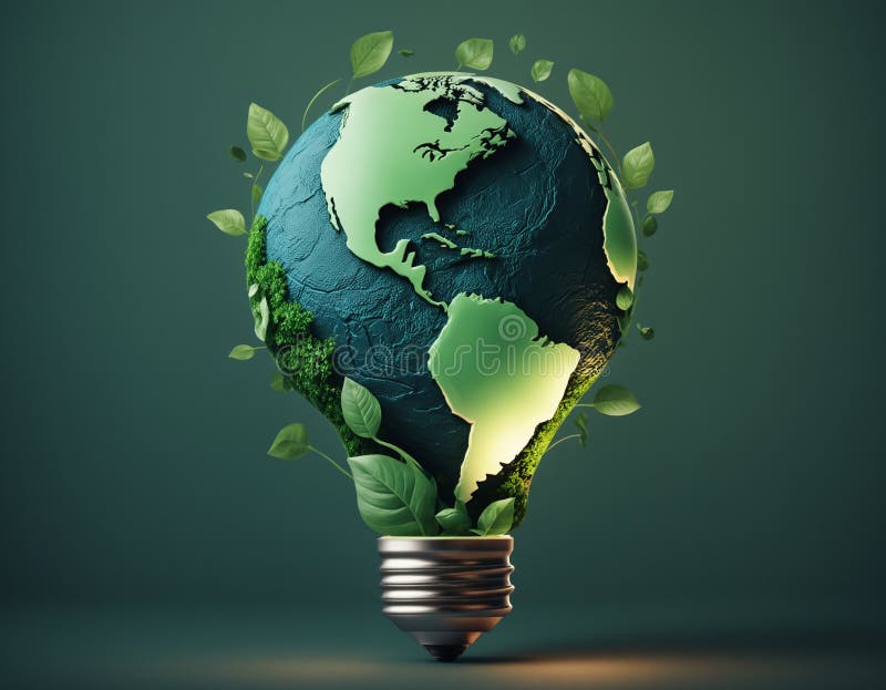 Creative Concept of Earth with Greenery in a Lightbulb Shape ...