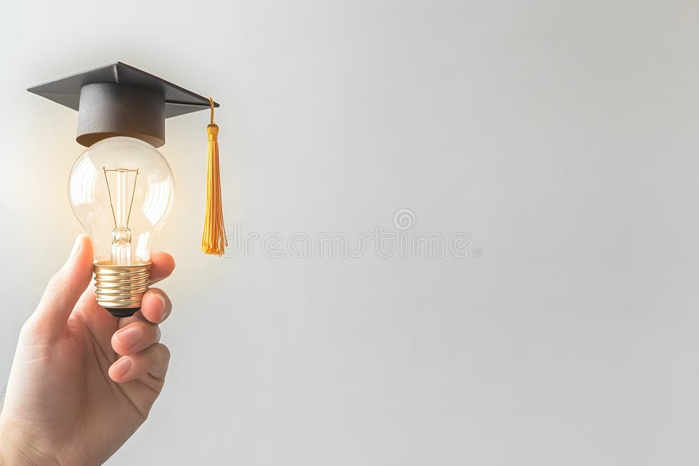 Creative Concept of Education Knowledge with Light Bulb Wearing ...