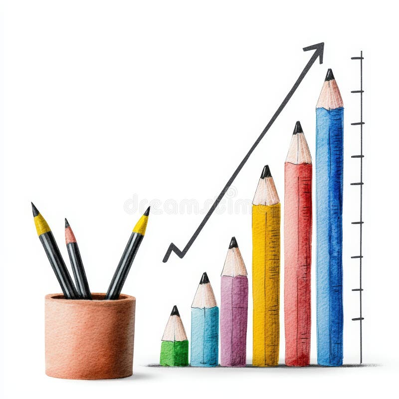 A Creative Concept Featuring Colored Pencils and a Growth Chart ...
