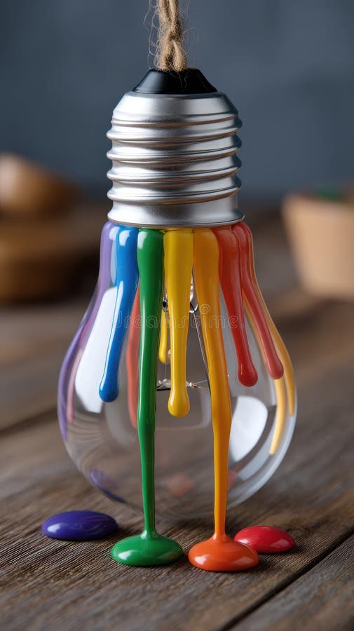 Creative Concept Featuring a Lightbulb Decorated with Streams of ...