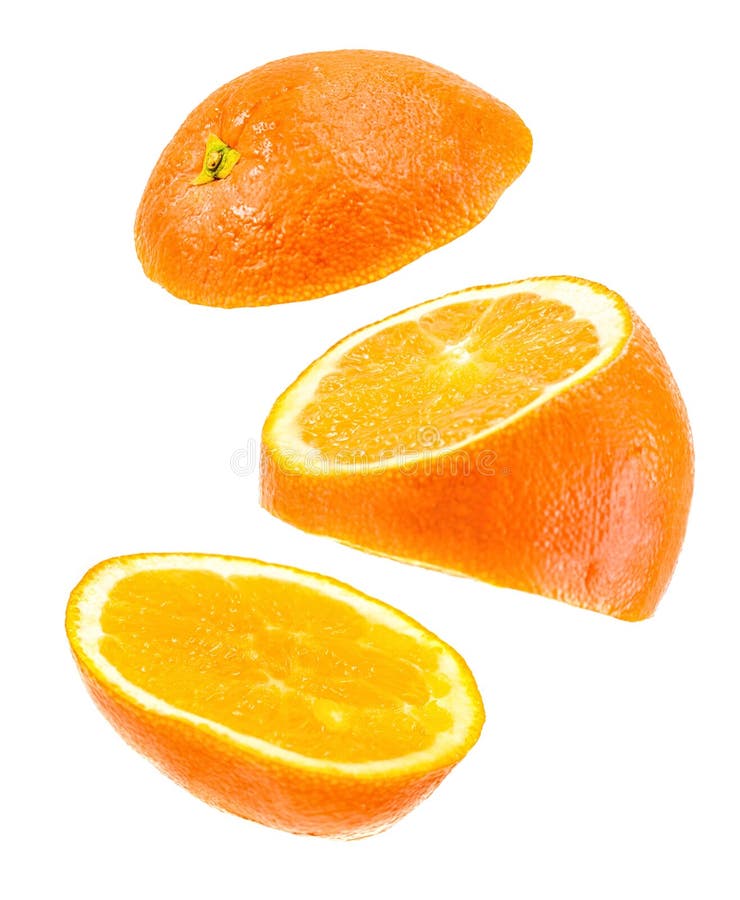 Creative Concept with Flying Orange. Sliced Orange Isolated on White ...