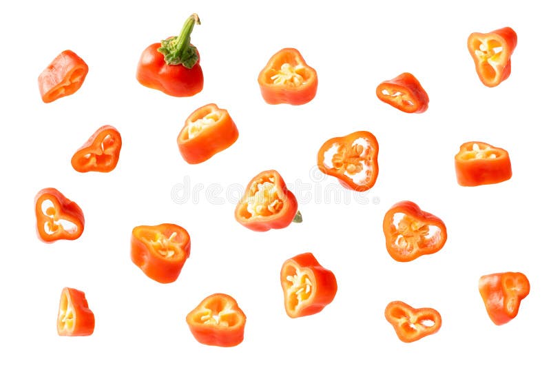 Creative Concept Flying Red Chilli on White Stock Photo - Image of ...