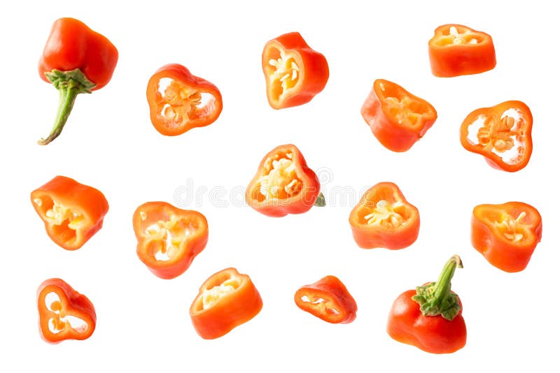 Creative Concept Flying Red Chilli on White Stock Image - Image of ...