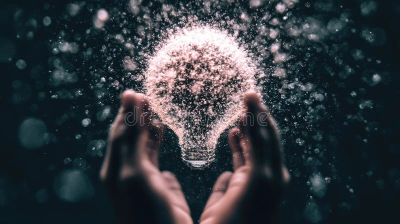 Creative Concept of a Glowing Bulb Formed by Sparkling Particles in ...