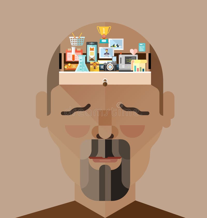 Human Brain Memory Vector-old Man with Old Memories Stock Vector ...