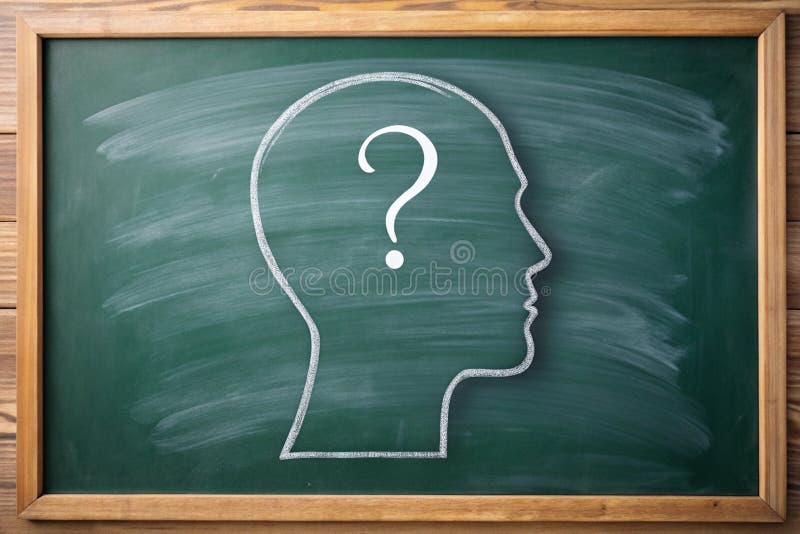 Human Head Chalkboard with Question Mark Concept Stock Illustration ...