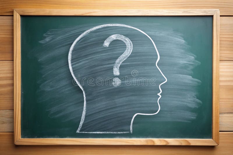 Human Head Chalkboard with Question Mark Concept Stock Illustration ...
