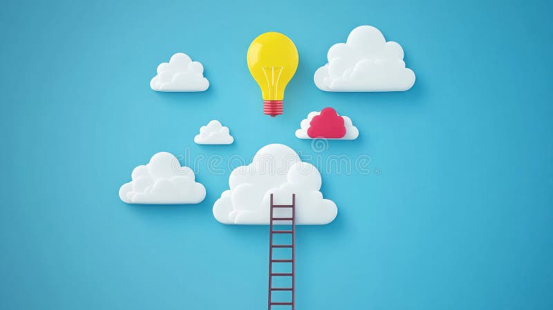 Creative Concept of Idea Generation with Lightbulb and Clouds Stock ...
