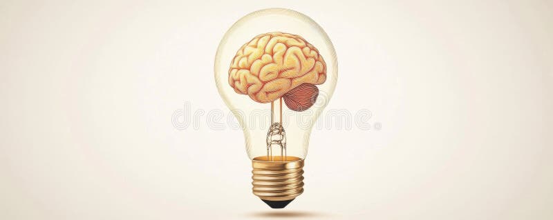 Creative Concept Illustration of a Brain Inside a Light Bulb ...