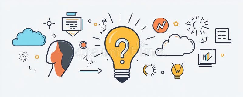 Creative Concept Illustration with a Light Bulb and Question Mark ...