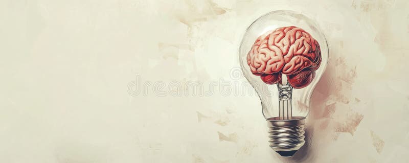 Creative Concept Image of a Light Bulb with a Brain Inside Symbolizing ...