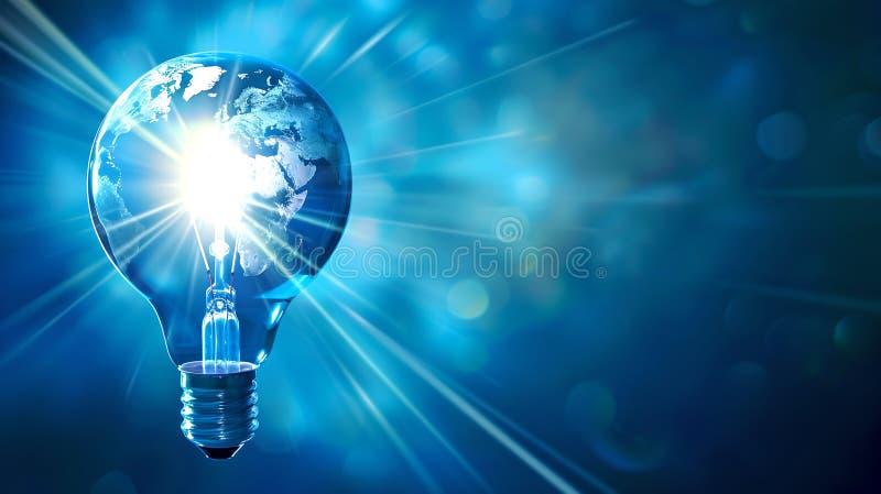 Illuminated Earth Globe in Light Bulb, Concept of Global Ideas and ...