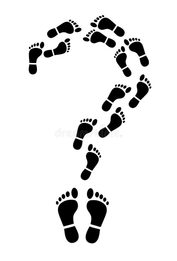 Footprints Forming a Question Mark on White Background Stock Vector ...