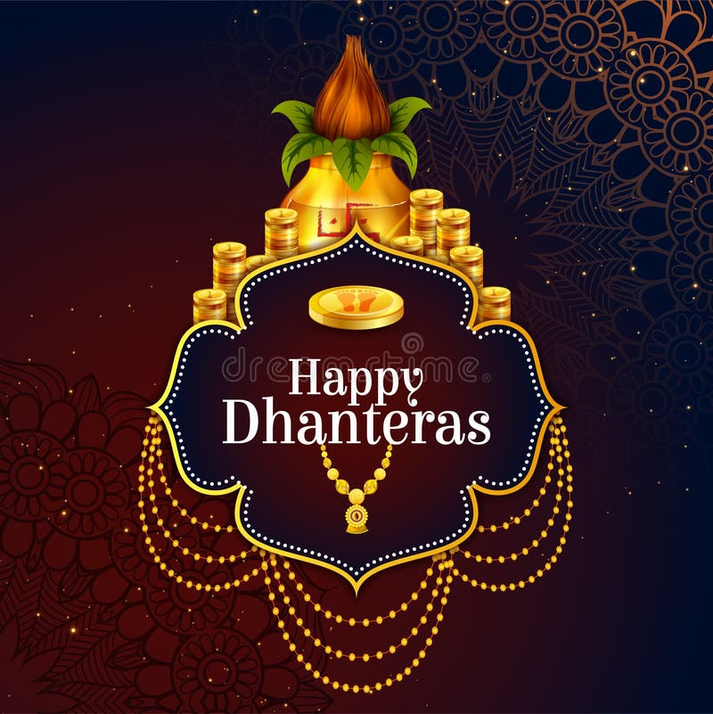 Creative Concept of Indian Festival Happy Dhanteras Stock Vector ...