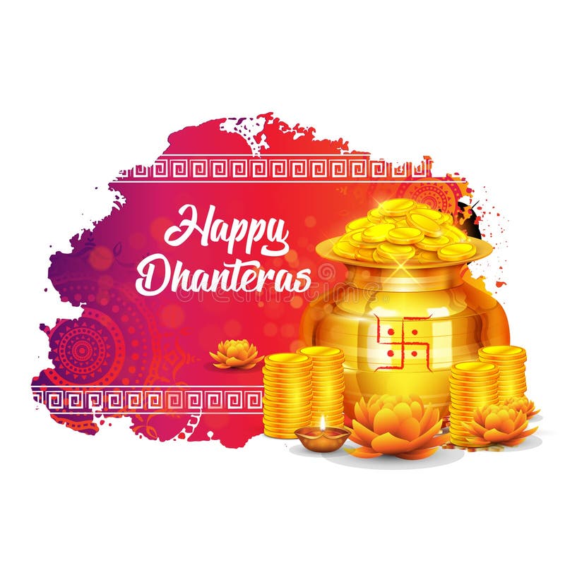 Creative Concept of Indian Festival Happy Dhanteras Stock Vector ...