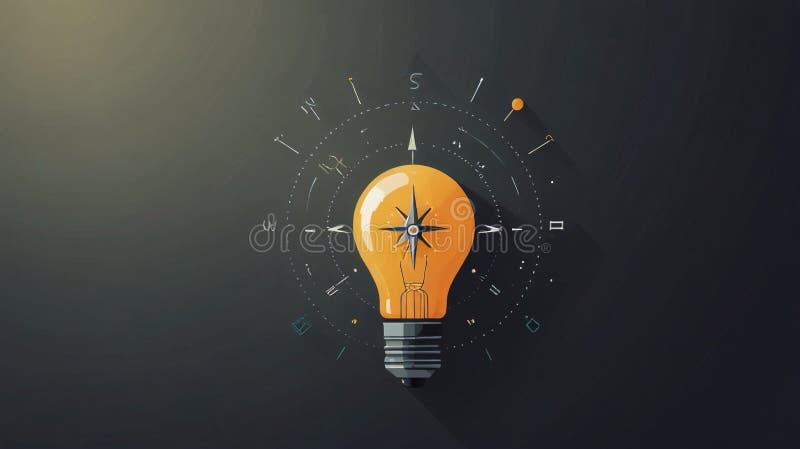 Creative Concept with Light Bulb and Compass Design Stock Illustration ...