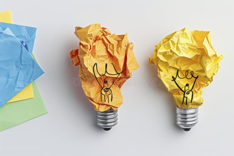 Creative Concept Light Bulbs Made from Crumpled Paper. Stock ...