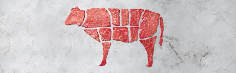 Creative Concept Marbled Meat Beef on White Marbled Background. Top ...