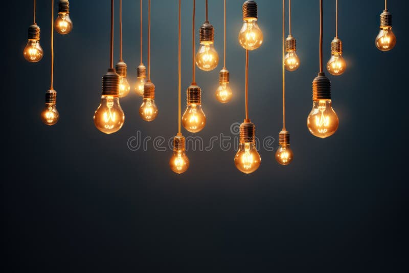 Creative Concept of Multiple Light Bulbs Floating Randomly AI Generated ...