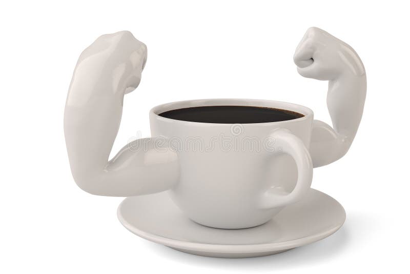 Creative Concept Muscle Coffee Cup 3D Illustration Stock Illustration ...