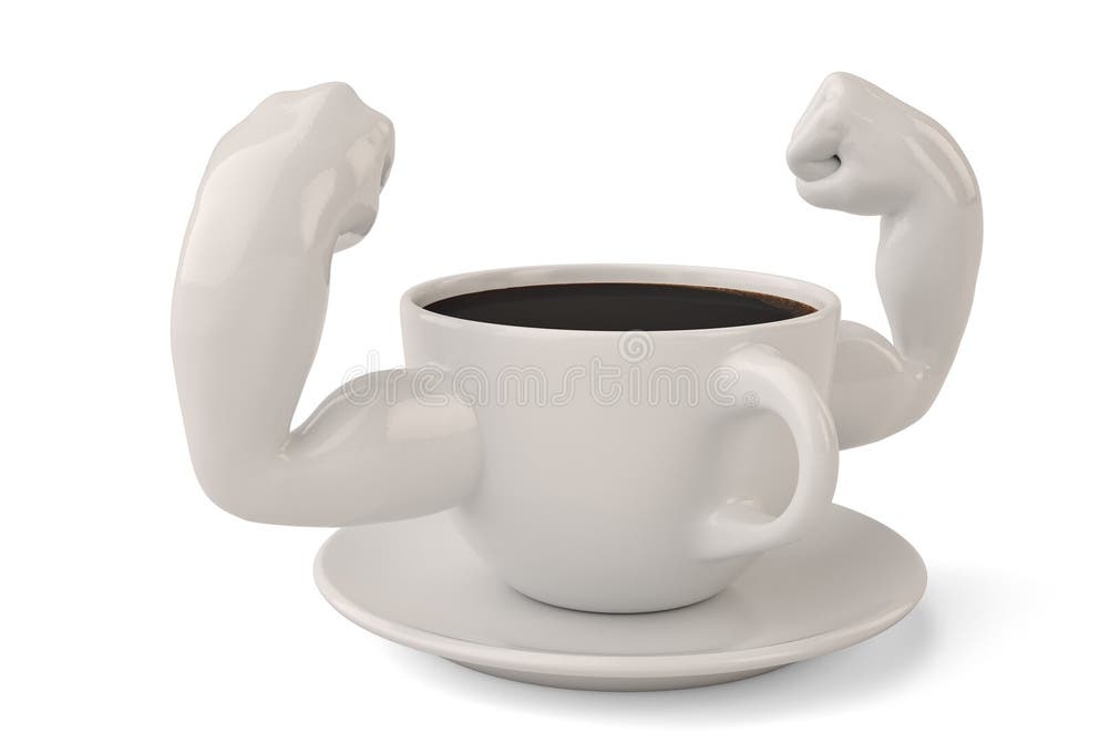 Creative Concept Muscle Coffee Cup 3D Illustration Stock Illustration ...