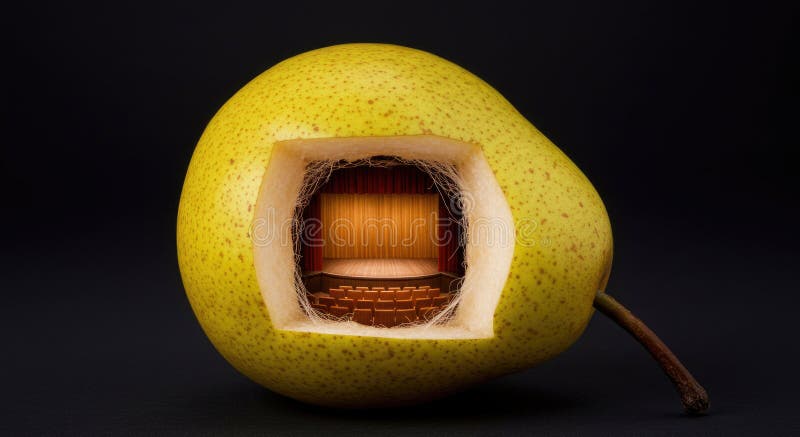Creative Concept: Pear with Miniature Theater Inside Stock Photo ...
