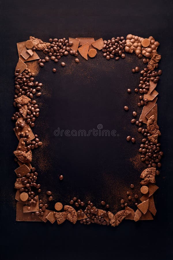 Chocolate frame. stock image. Image of dark, broken - 118320039
