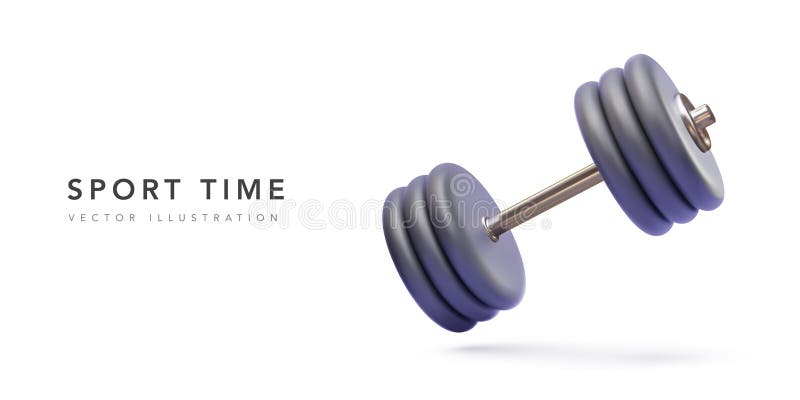 Creative Concept 3d Realistic Dumbbell with Black Plates Levitating in ...