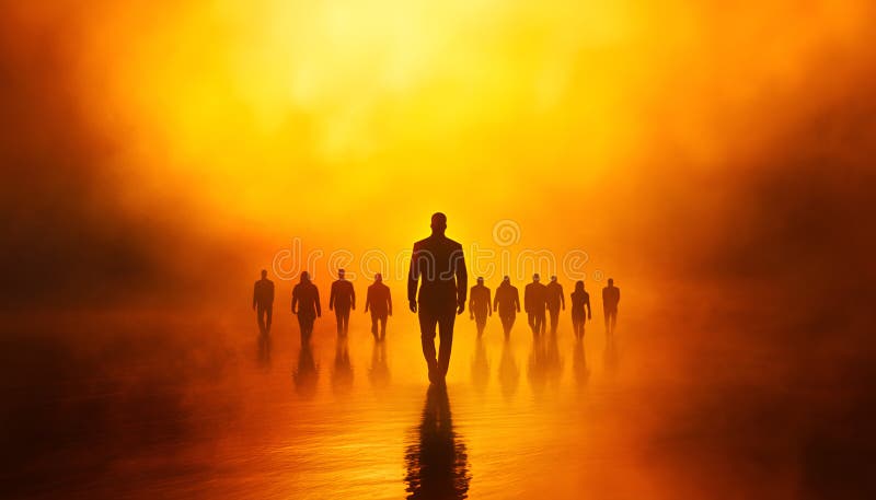 A Creative Concept of Team Leader Standing among Silhouettes of People ...