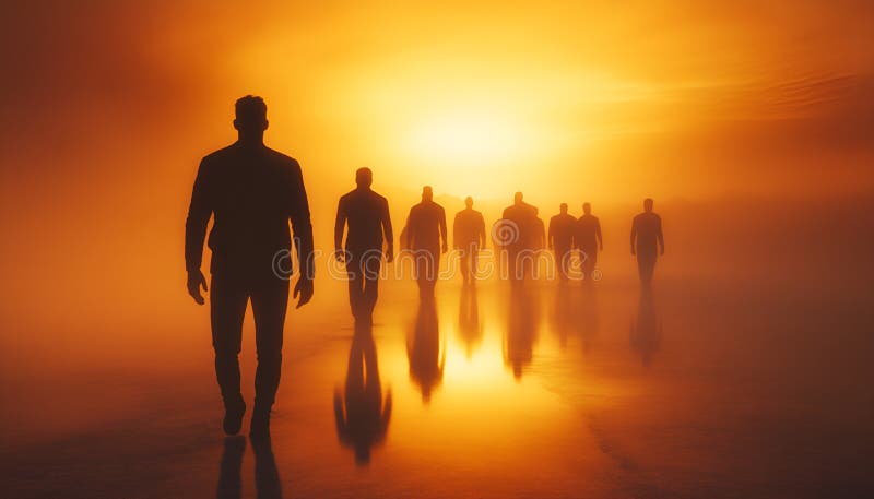 A Creative Concept of Team Leader Standing among Silhouettes of People ...