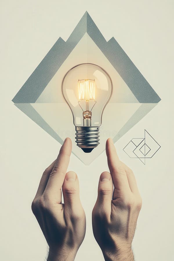 Creative Conceptual Art Featuring a Light Bulb Held between Two Hands ...