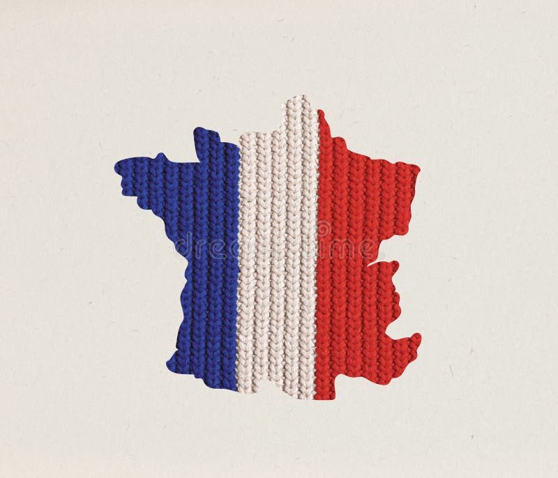 Creative Conceptual Design. Knitted Texture of Map of France Over Grey ...