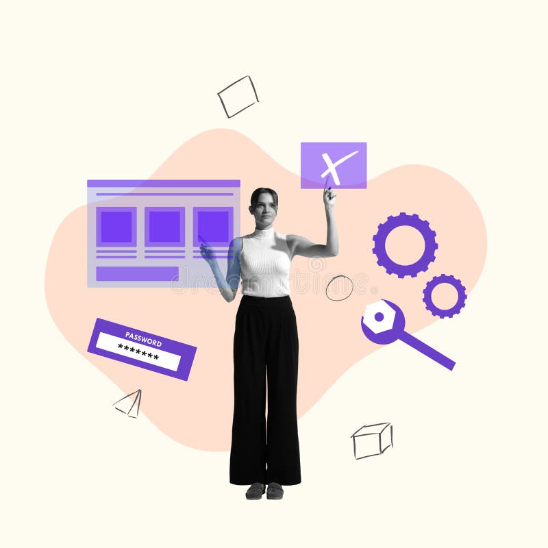 Creative Conceptual Design. Young Business Woman, it Specialist Working ...