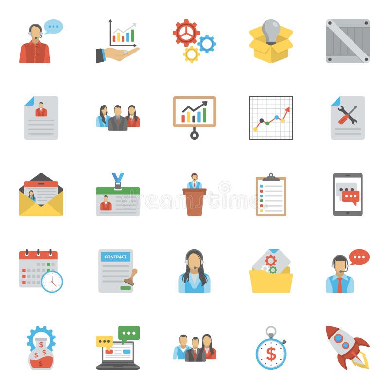 Collection of Project Management Colored Flat Icons Stock Illustration ...