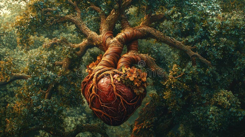 Heart-shaped Tree Roots Growing in Forest Scene Stock Photo - Image of ...