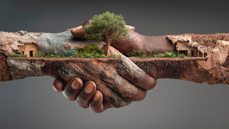 Creative Conceptual Image of Two Hands Shaking Hands, Seamlessly ...