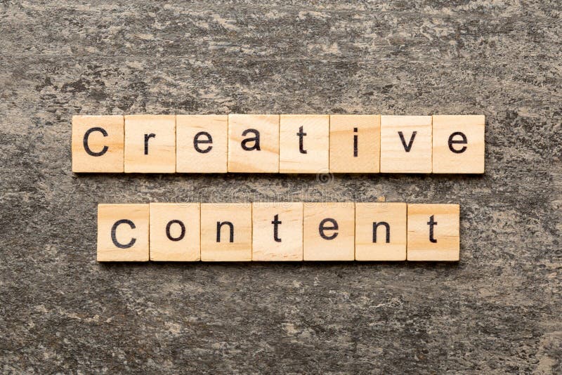 Creative Content Word Written on Wood Block. Creative Content Text on ...