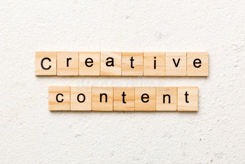 Creative Content Word Written on Wood Block. Creative Content Text on ...
