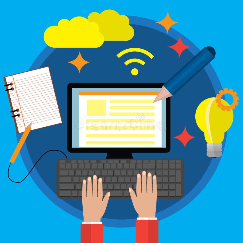 Creative Content Writing, Blogging Post, Digital Media Flat ...