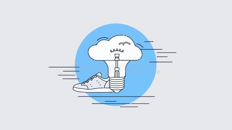 Creative Contour Drawing of Cloud Bulb and Simple Shoe Stock Vector - Illustration of drawing ...