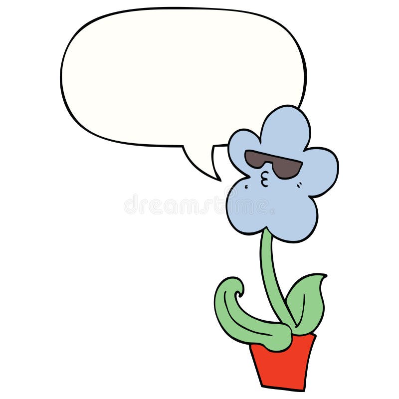 A Creative Cool Cartoon Flower and Speech Bubble Stock Vector ...