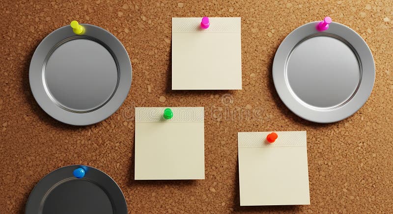 Creative Cork Board with Colorful Push Pins, Notes, and Plates for ...